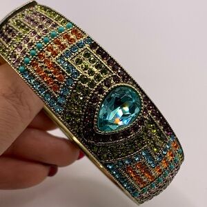 Heidi Daus | Jewelry | Heidi Daus Gold Tone Multicoloured Crystal Wide ...